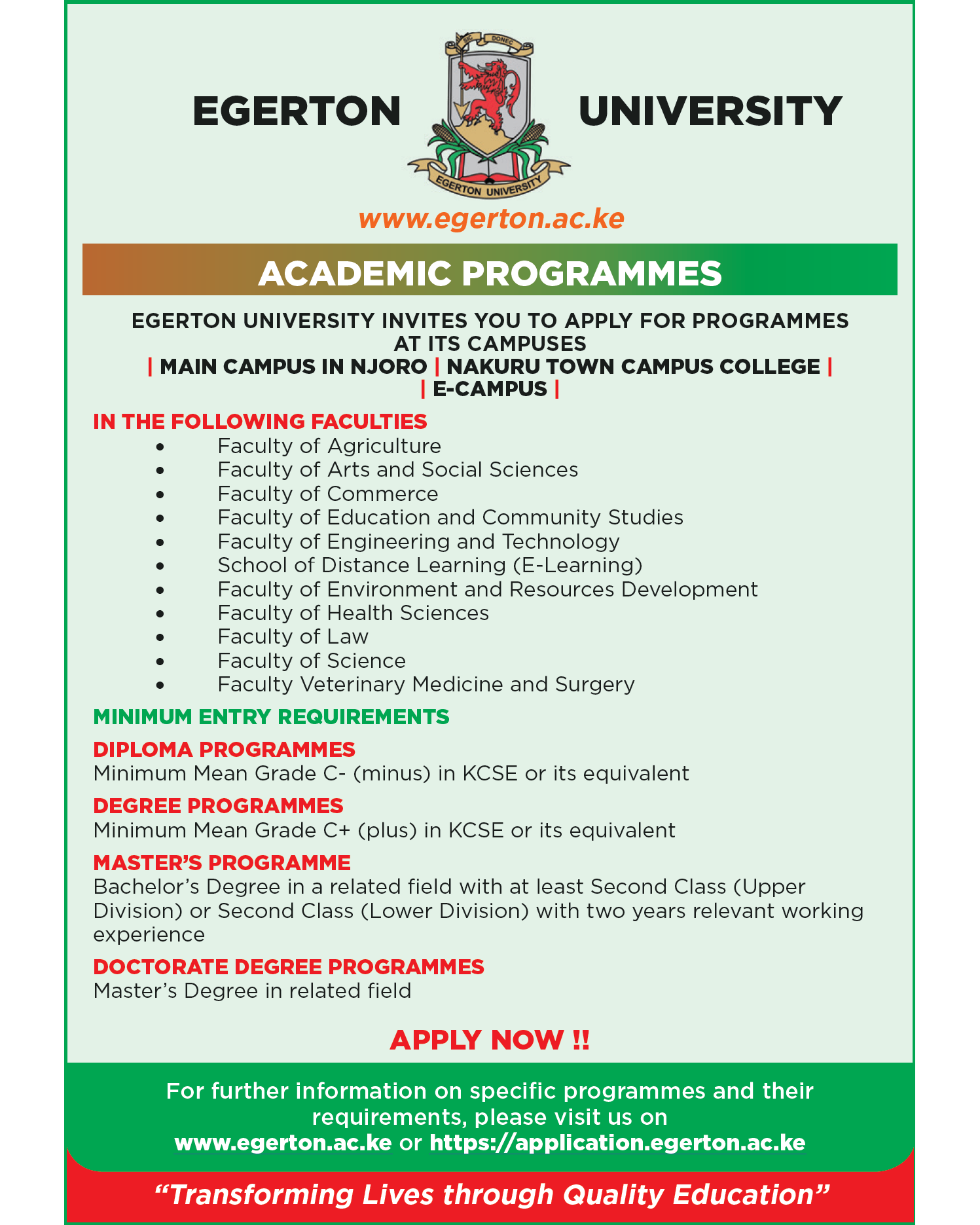 Academic Programmes Ad