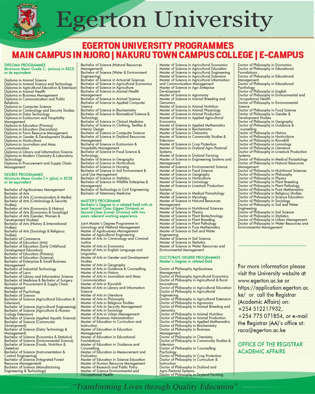 Academic Programmes Ad